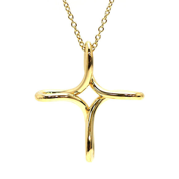 Tiffany & Co. | Jewelry | Tiffany Infinity Cross Necklace K8 Gold Elsa ...